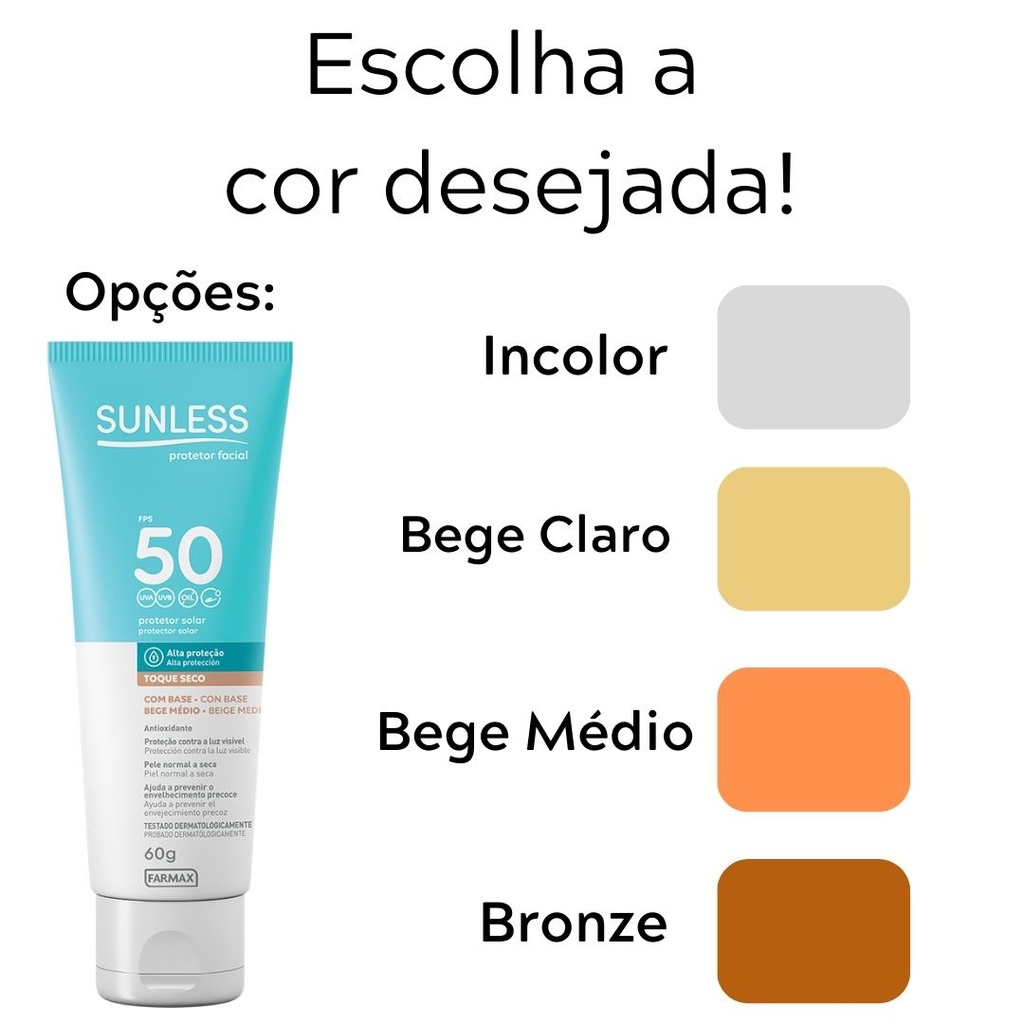 Protetor Solar Facial FPS 50 Toque Seco Alta Proteção Anti ...
