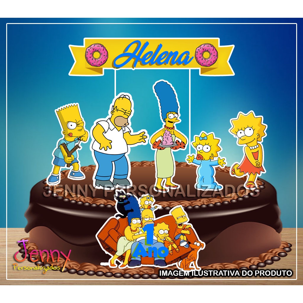 Topo Topper de Bolo Personalizado Simpson | Shopee Brasil