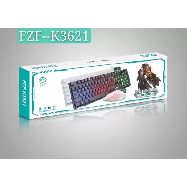 Teclado Colorido Kit Teclado e Mouse Gamer Semi-mecânico - FZF K 3621 ... Teclado Colorido Kit Teclado e Mouse Gamer Semi-mecânico - FZF K 3621 ...