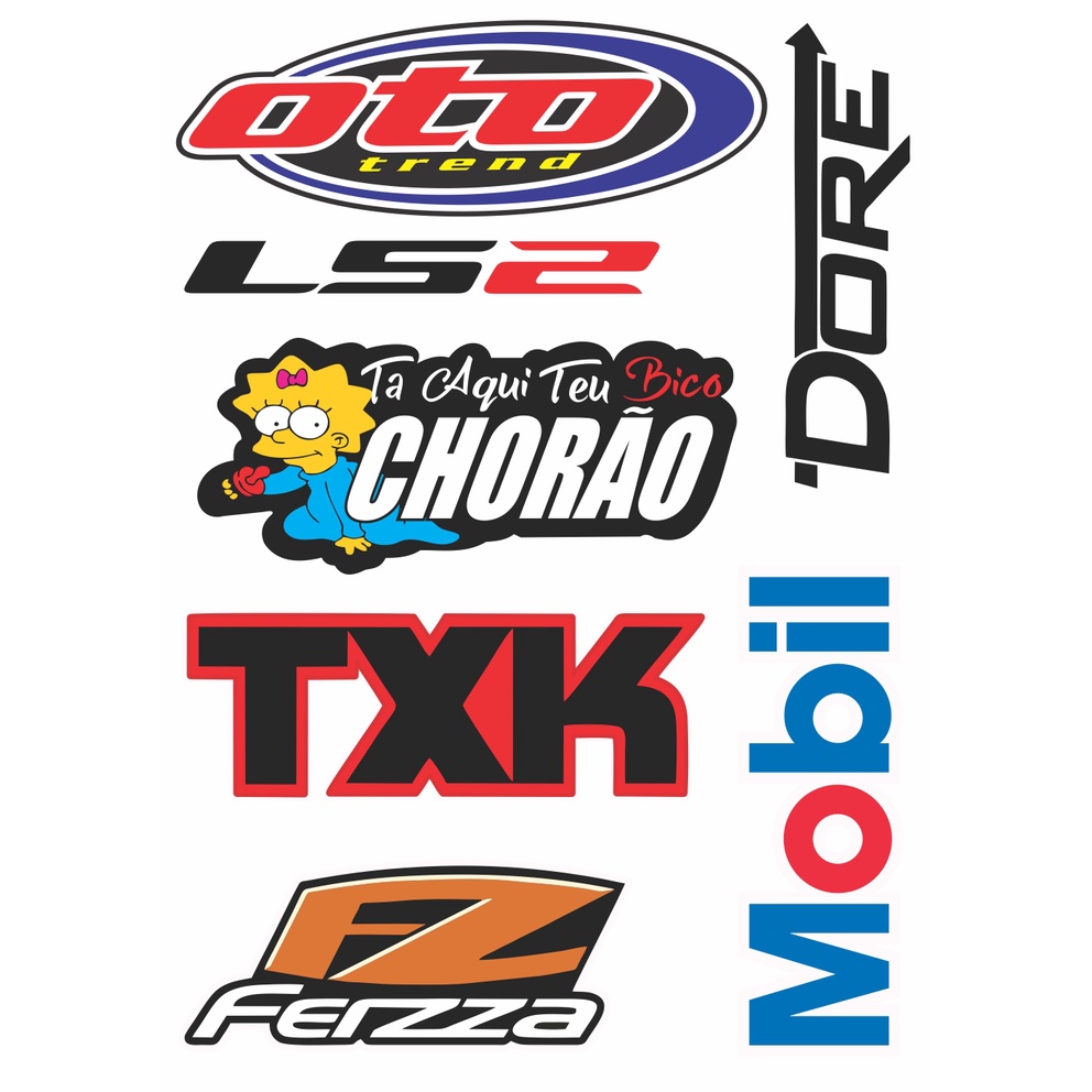Cartela 37 de Adesivos Tuning Individual Stickers Moto Carro Bike (oto ...