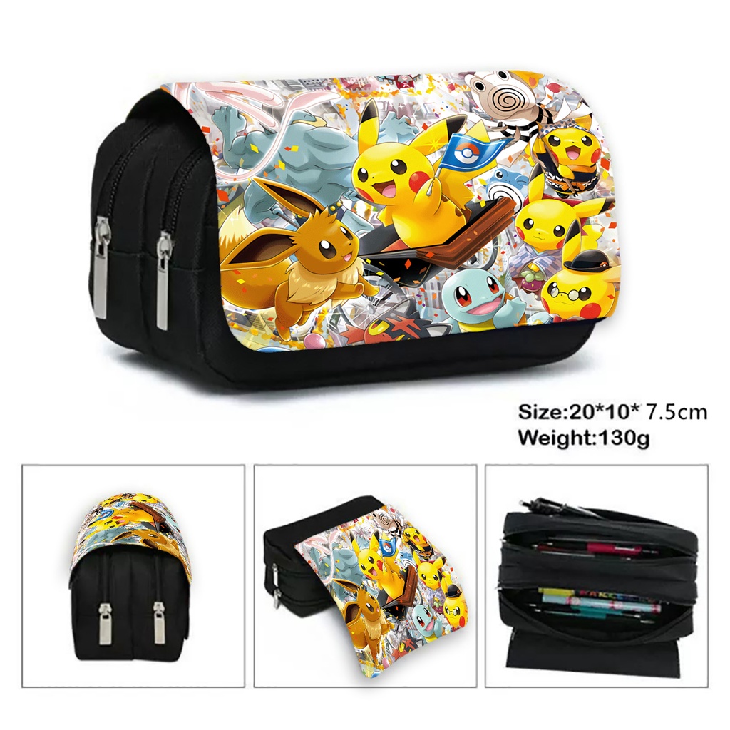 Pikachu Pokemon estojo com bolsos duplos e zíperes | Shopee Brasil