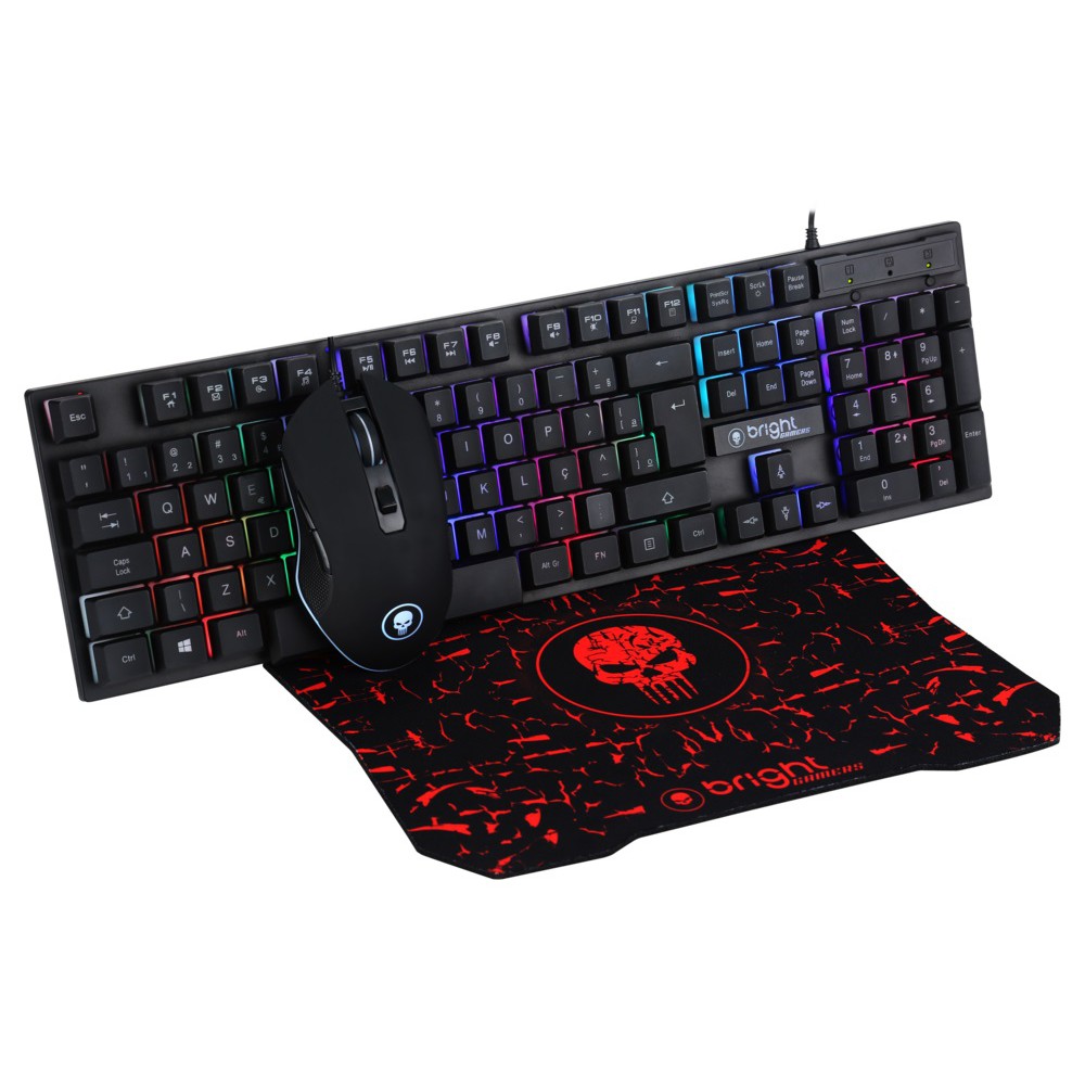 Kit Teclado Mouse E Mouse Pad Combo Gamer Iv Com Leds Bright | Shopee ...