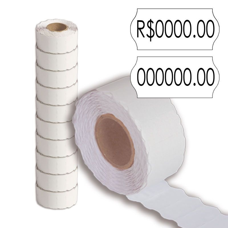 Etiqueta refil Etiquetadora Open C8 (26x12mm ondulada) - 10 rolos com ...