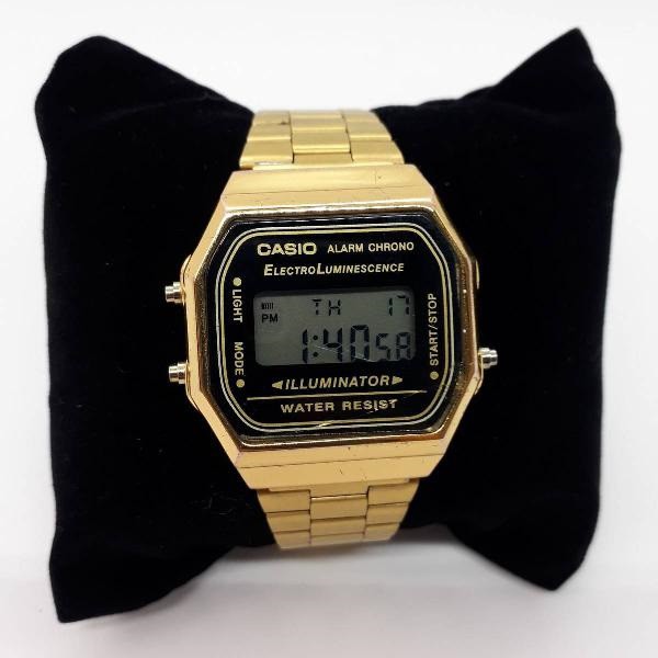 Relogio Casio WR Feminino Original De Luxo dourado Fundo Preto Promoção ...