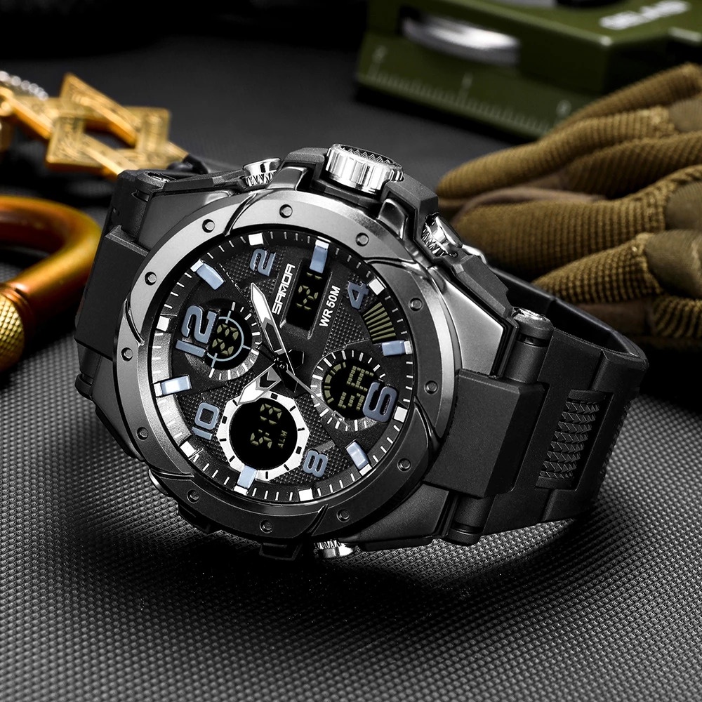 Relógio Sanda 6008 Militar Esportivo Tático Shock Original | Shopee Brasil