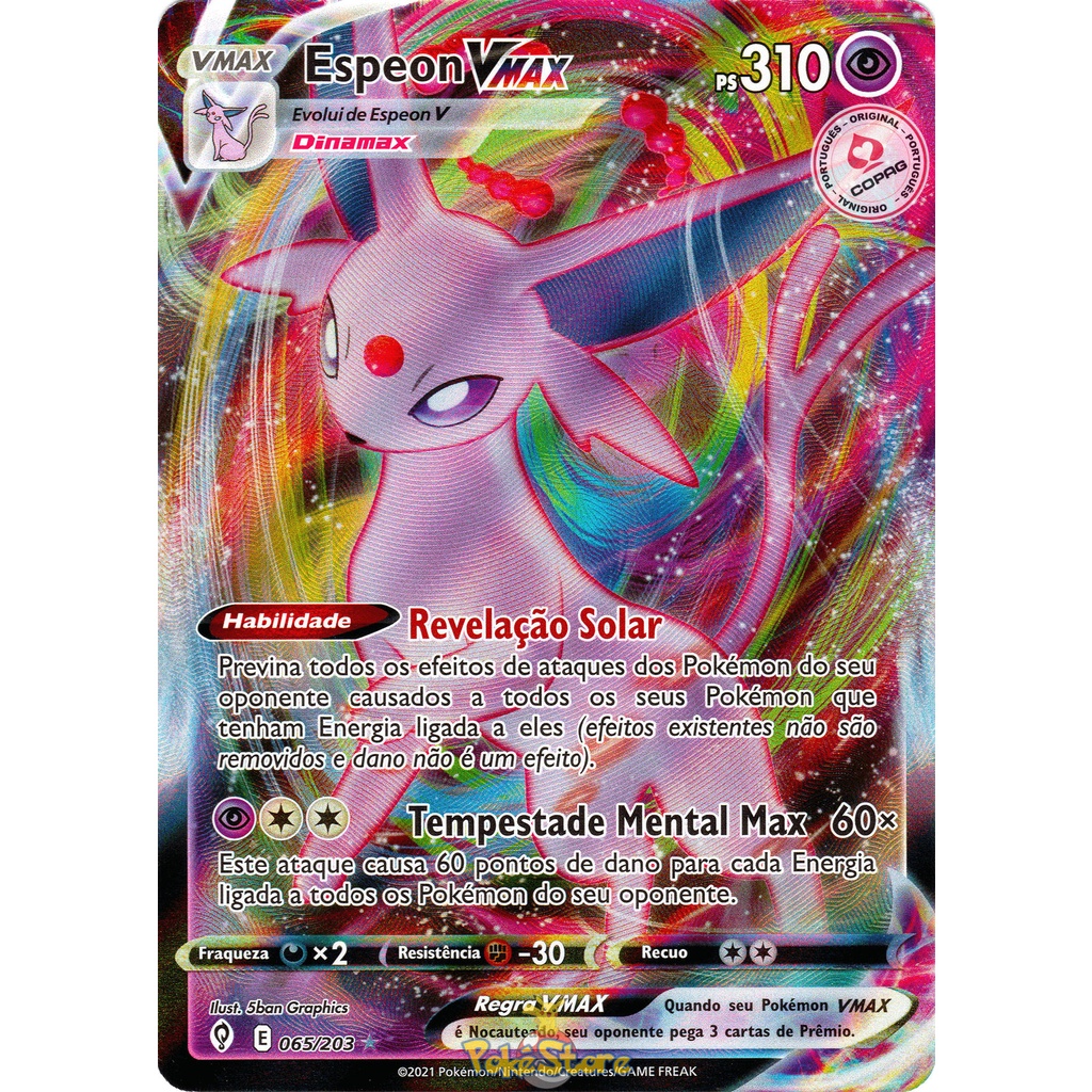 Carta Pokemon Espeon VMAX Português Card Original Copag Céus em ...