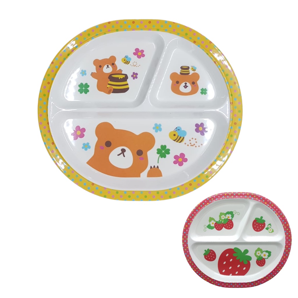 Prato C/ 3 Divisória Infantil Criança Melamina | Shopee Brasil