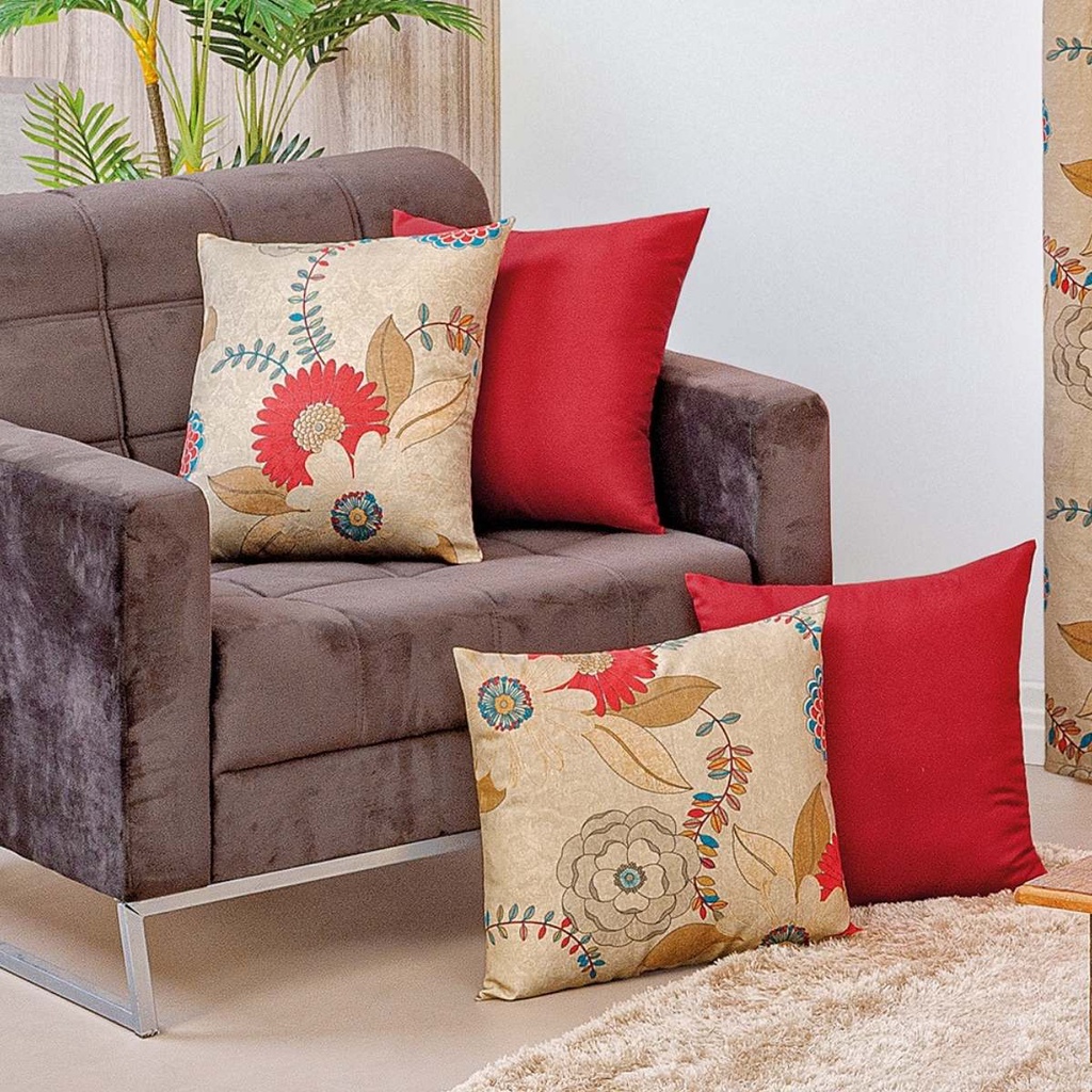 Almofadas Decorativas kit com 4 Unidades com 2 Lisas e 2 Estampadas ...