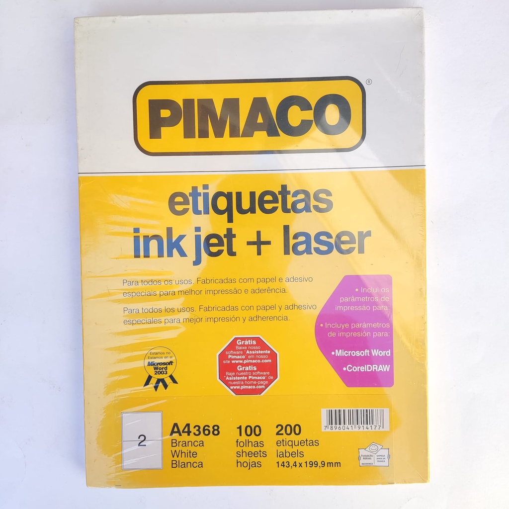 Etiqueta Pimaco A4368 Branca 100 Folhas 200 Etiquetas | Shopee Brasil