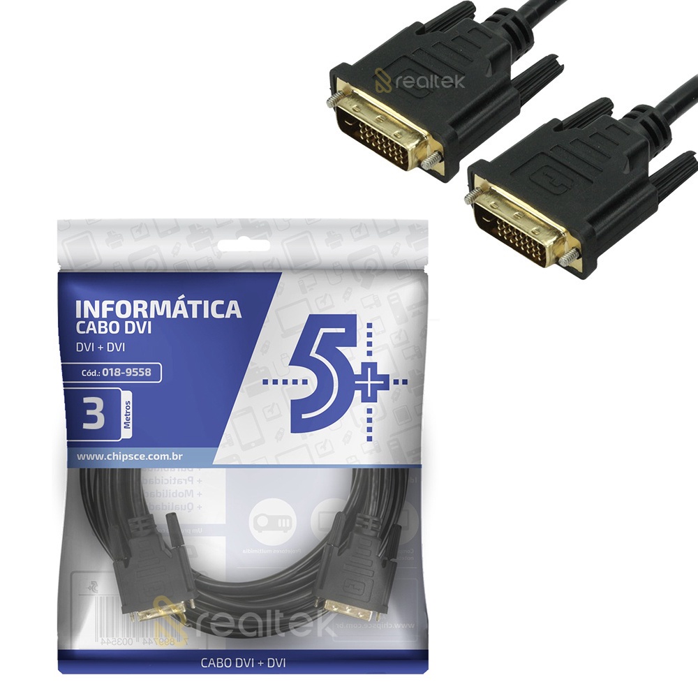 Cabo DVI D 24+1 Dual Link 3 Metros - 5+ 018-9558 | Shopee Brasil