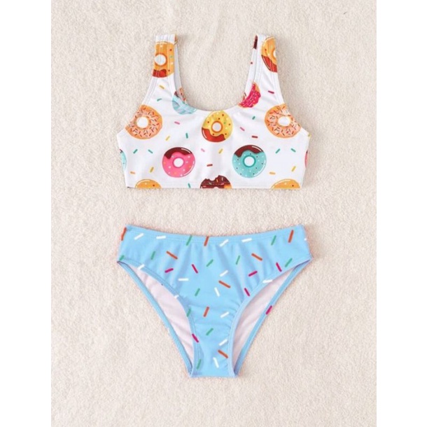 Biquíni infantil menina moda praia piscina donuts doces | Shopee Brasil