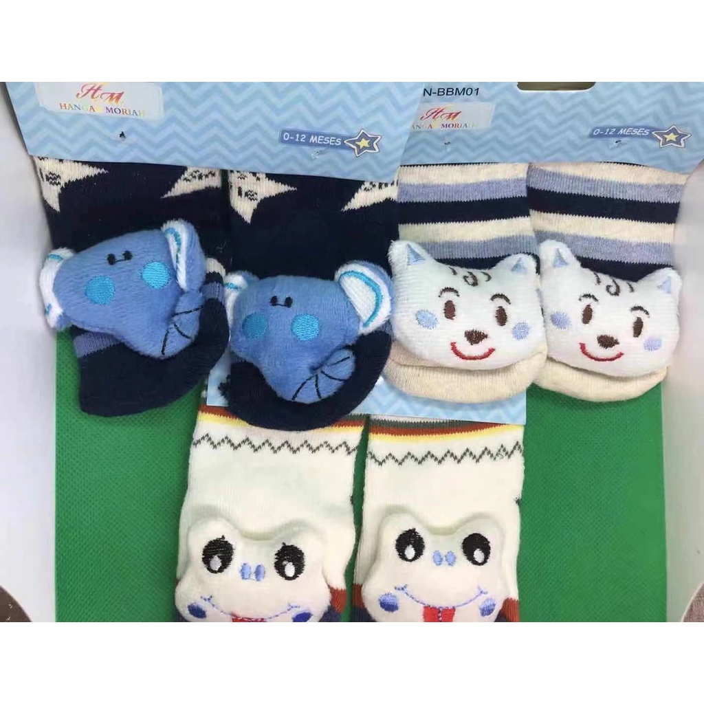 Kit 3pares Meias Sapatinhos Pantufas com chocalho Infantil Bebe0 ...