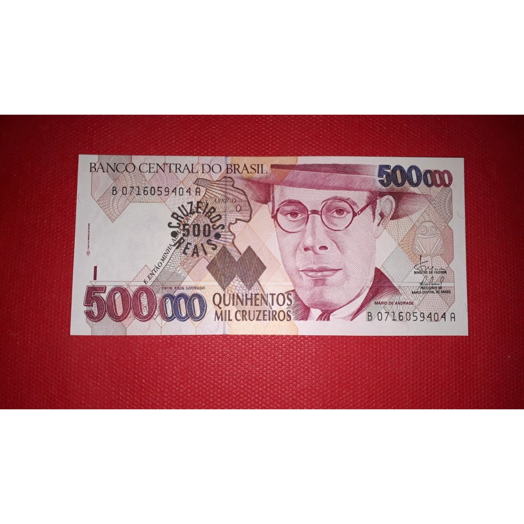 Cedula C 237 500 Cruzeiros Reais 1993 = FE | Shopee Brasil