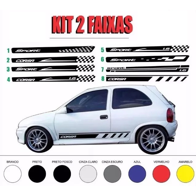 Adesivo Lateral Chevrolet Corsa Wind Sport Kit Gm | Shopee Brasil