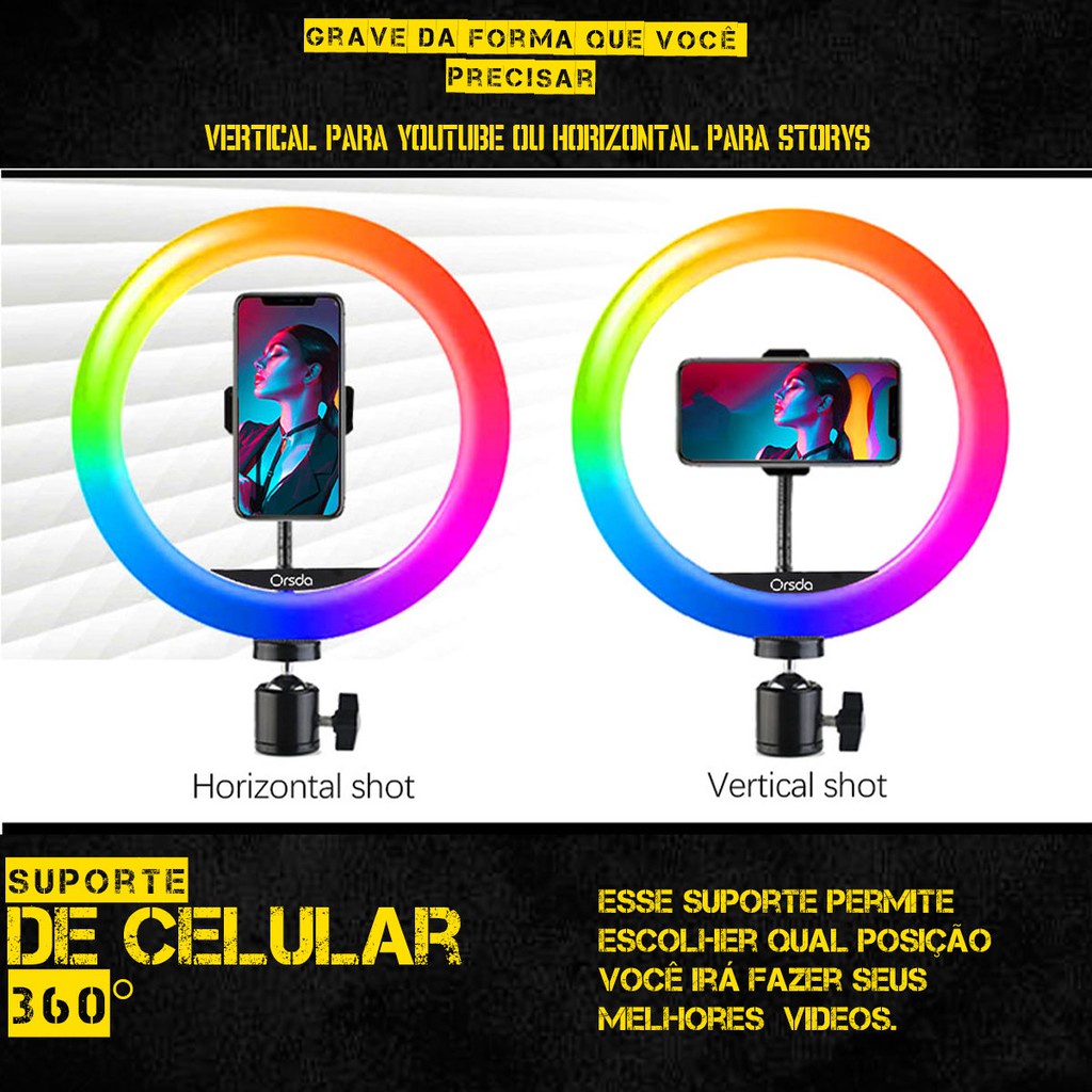 O Ring Light RGB possui 15 tipos de cores. Luz de preenchimento de ...