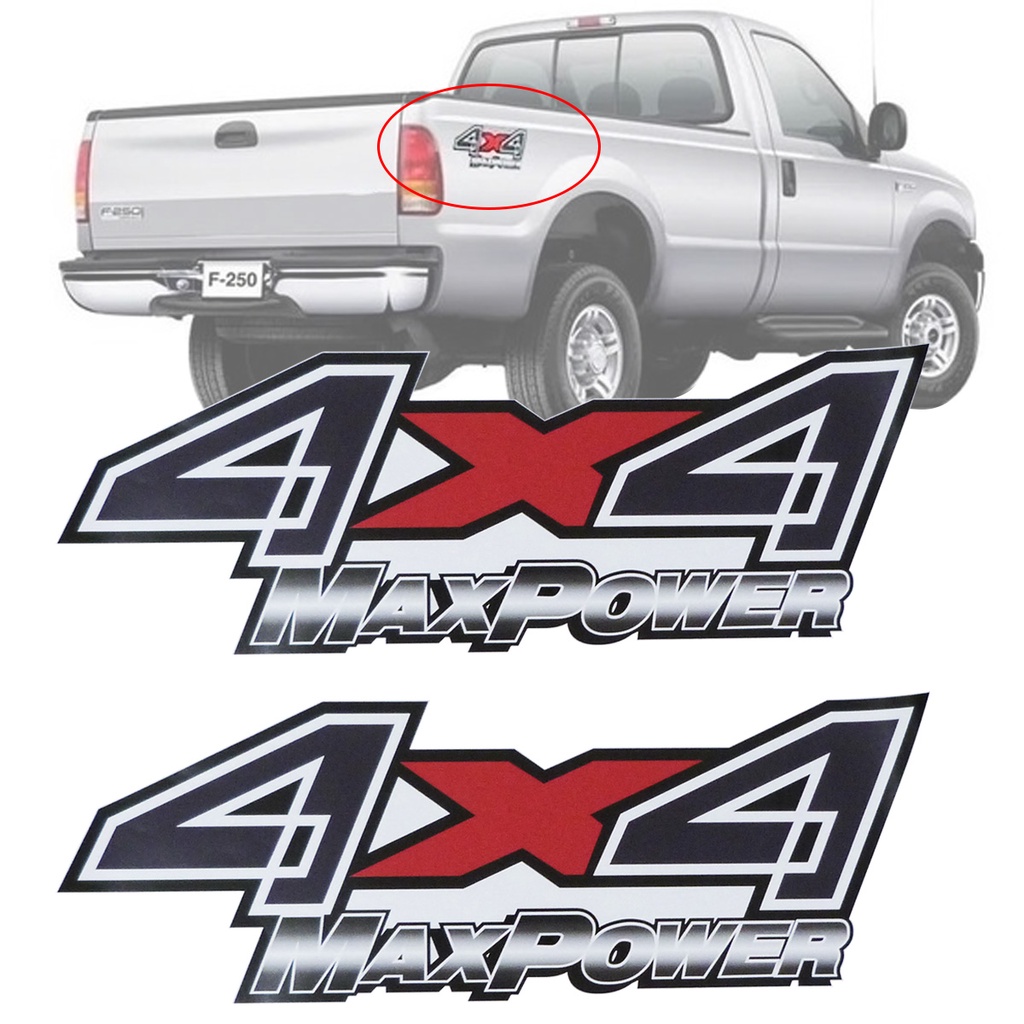 Par De Adesivos 4x4 Max Power Ford F-250 Emblema Lateral | Shopee Brasil