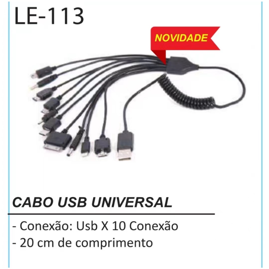 Cabo carregador usb multifuncional 10 em 1, cabo adaptador para ...