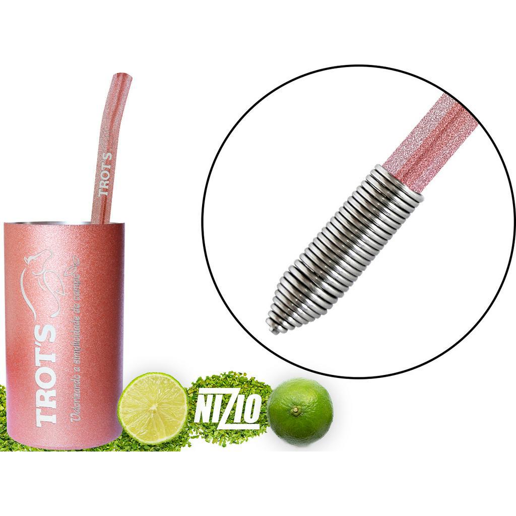 Kit Terere Trots Inox Cuia Copo Redondo Bomba Mola Rosa Rose Gold ...
