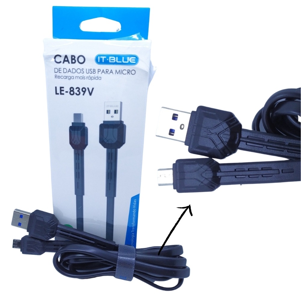 Cabo Usb V8 It-Blue 1 Metro Le-839V 2.4A Rapido | Shopee Brasil