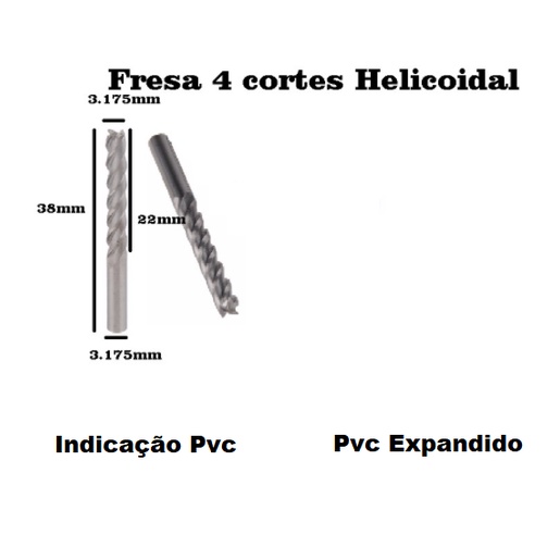 Fresa Helicoidal Quatro Cortes Cnc Router Pvc E Pvc Expandido | Shopee ...