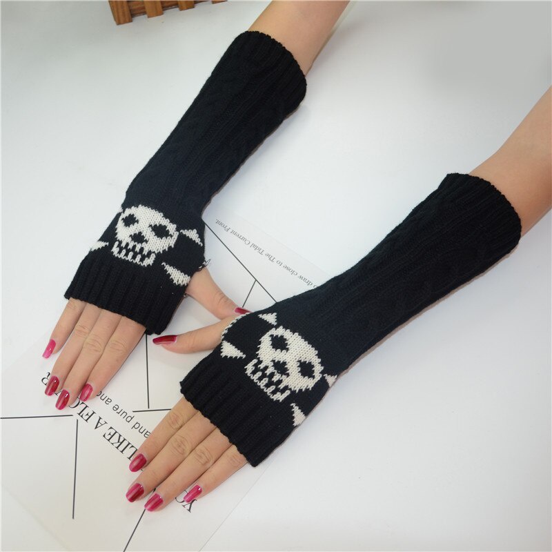 Punk EMO Style Streetwear Women Wrist Arm Warmer Knitted Long ...