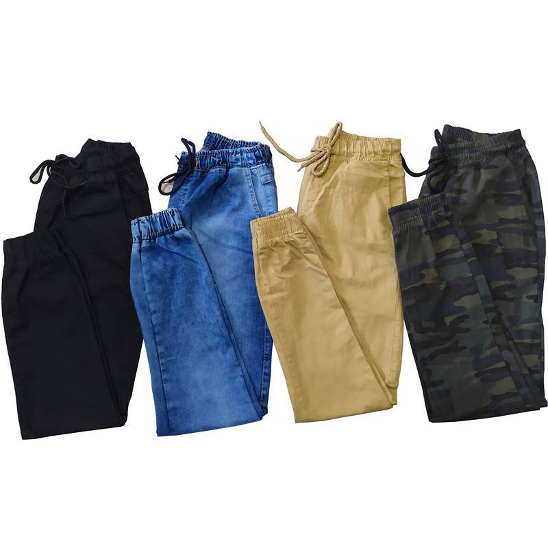 Kit 5 Calças Jeans Camuflada Masculina Jogger Com Punho Lycra Promoção