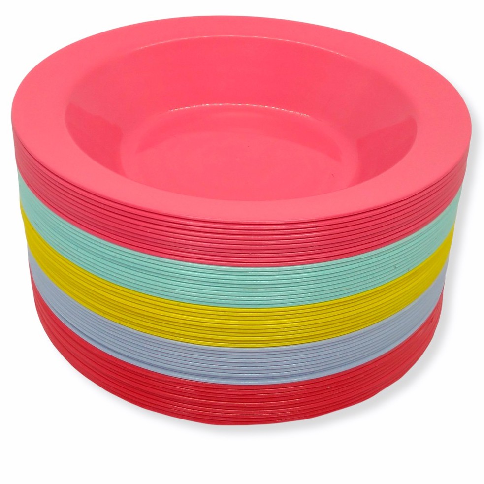 Kit 15 Pratos Plásticos Fundo Coloridos | Shopee Brasil