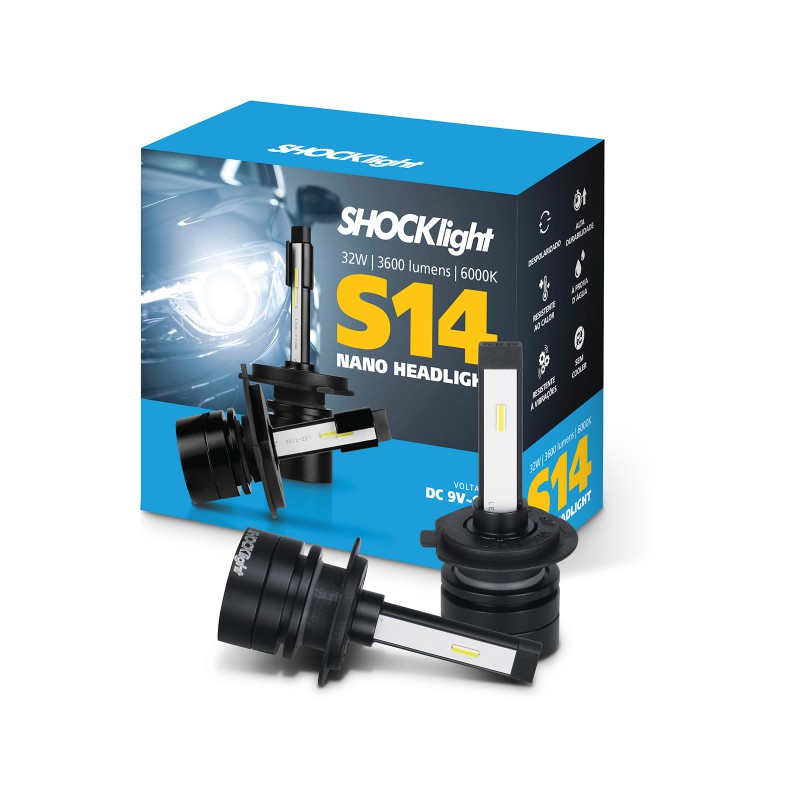 Kit Lâmpadas H7 Led Shocklight Headlight S14 6000k / 32w | Shopee Brasil