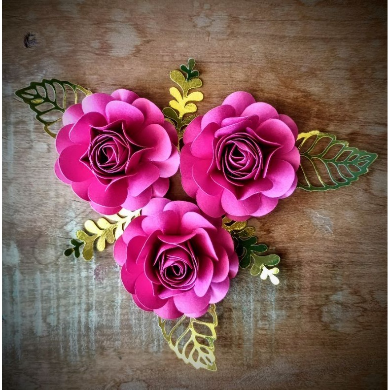 Flores 3D para topo de bolo Flores de papel Kit de 3 flores 3D topo de ...