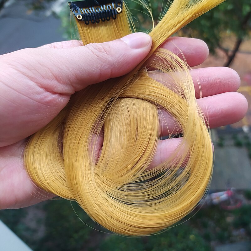 1 Pcs Moda Menina Colorido Sem Costura Pedaço Reta Longa Peruca De ...