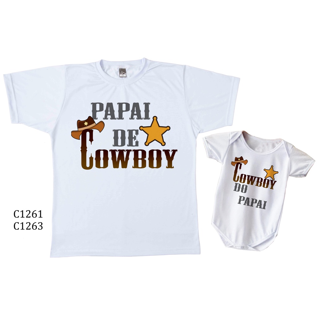 Kit Pai E Filho Camiseta E Body De Bebe Country Cowboys C126 | Shopee ...