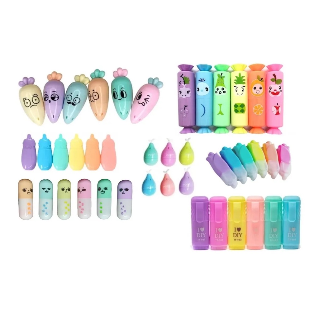 Mini Canetas Marca Texto Fofo Fofinhos Carinhas 2 Pacotes | Shopee Brasil