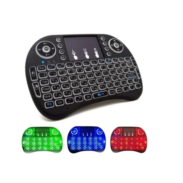 Controle Mini Teclado Iluminado Controle Sem Fio Para pc Smart Tv Box ...