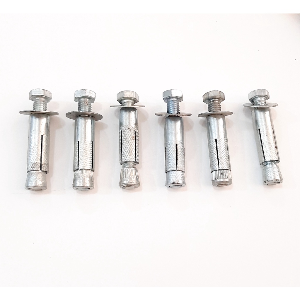 Kit 06 Parabolt Chumbador 9/16 por 70mm Completo - Zinco | Shopee Brasil