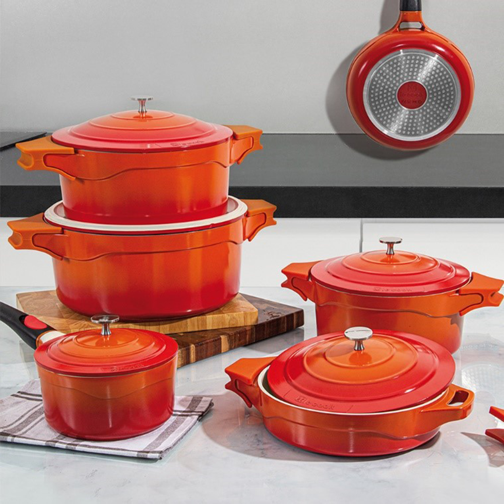 Jogo de Panelas 7 Peças Le Cook Antiaderente Cerâmico Laranja | Shopee ...