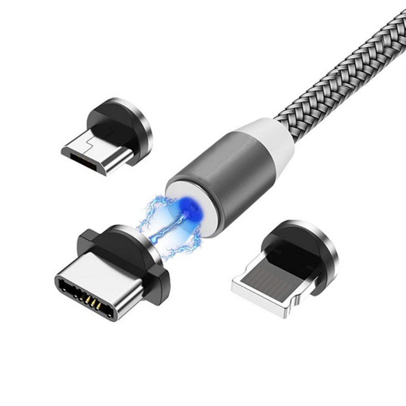 Cabo Turbo Magnético 3 em 1 Micro USB Tipo-C Lightning iPhone 2 Metros ...