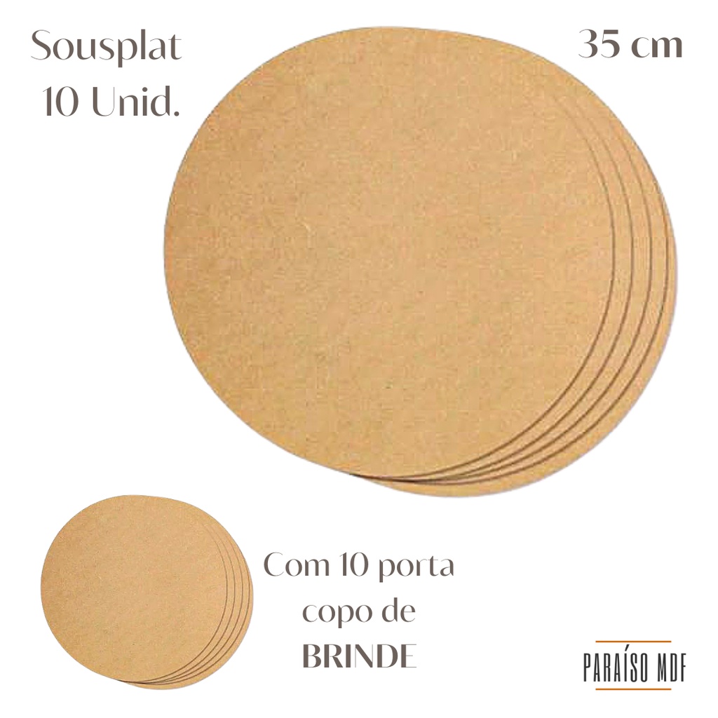 Supla Sousplat Soupla Para Prato Mesa Uso Diário Tamanho 35 cm MDF Cru ...