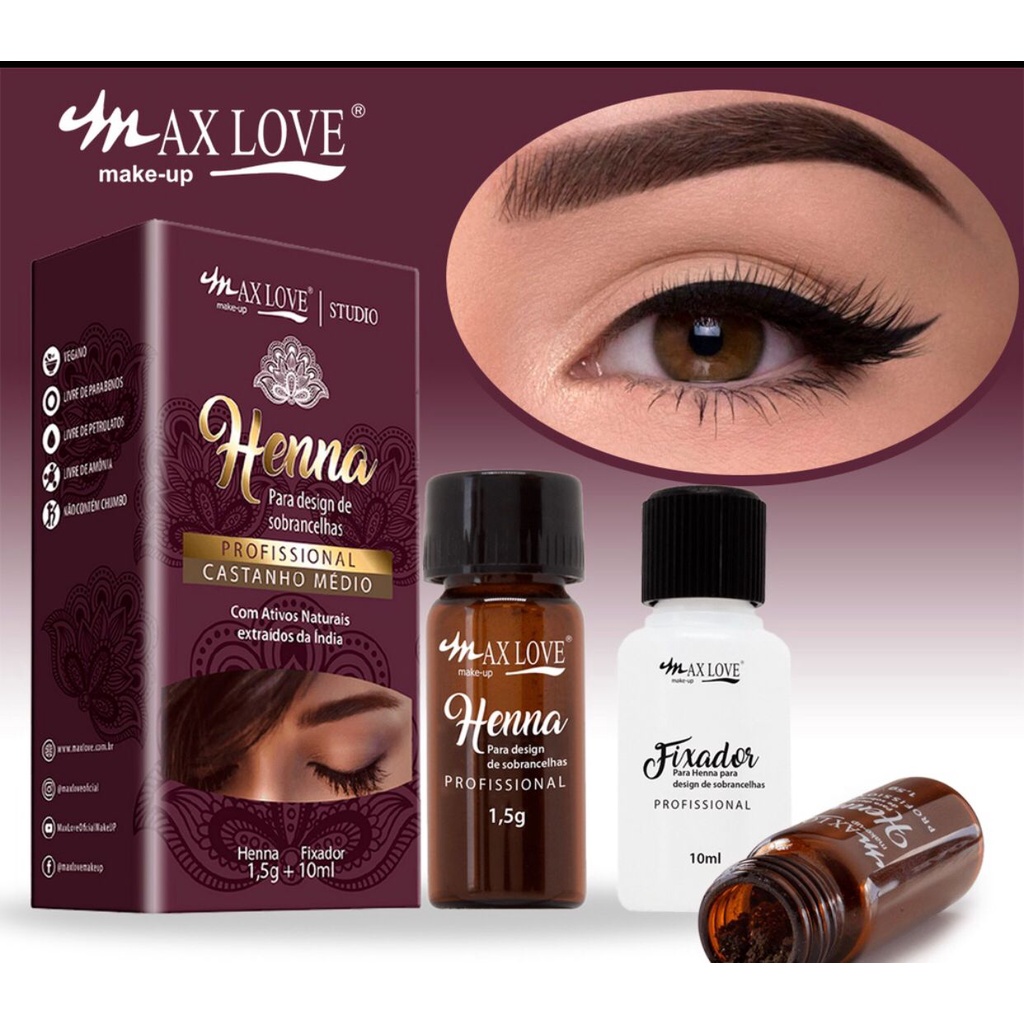 Henna Sobrancelhas Max Love Alto Rendimento E Fixação Rena | Shopee Brasil