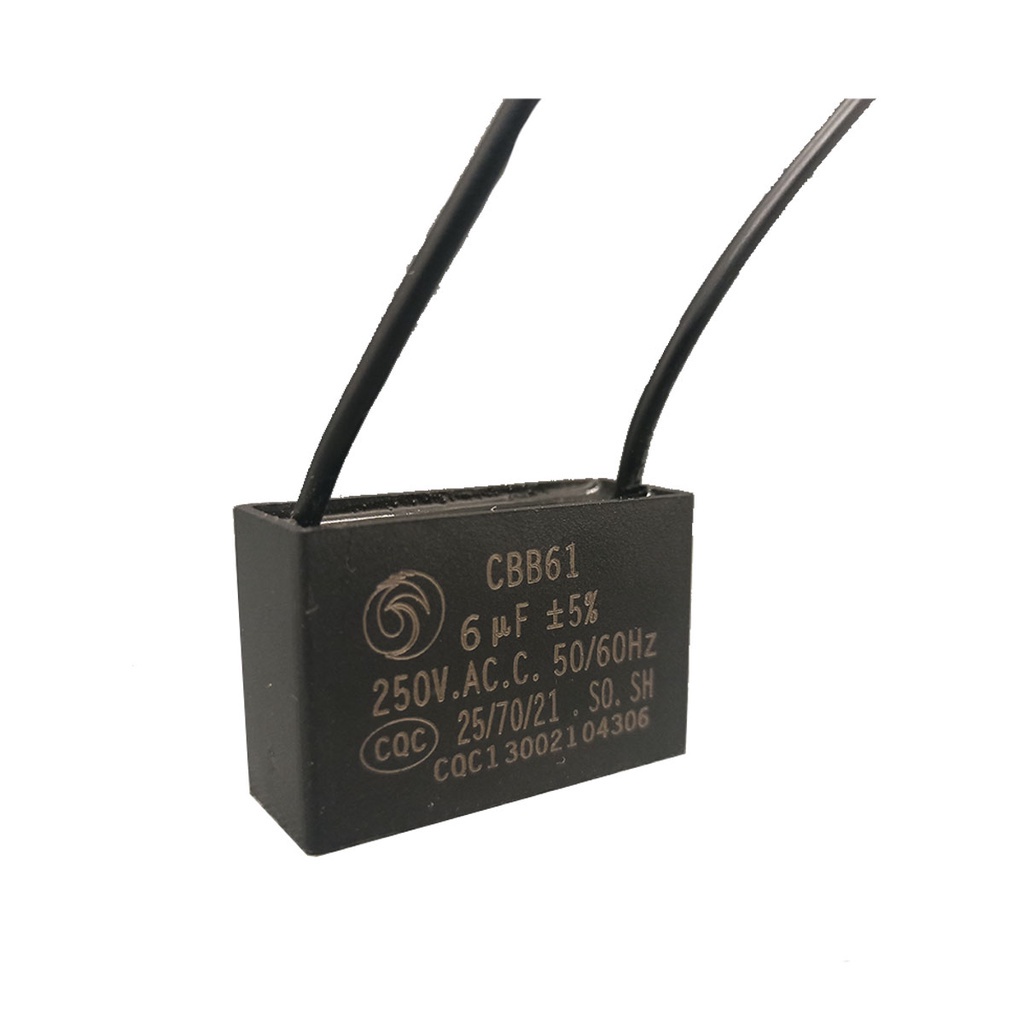 Capacitor 6Uf 250v Ventilador De Teto 2 Fios Ventisol | Shopee Brasil