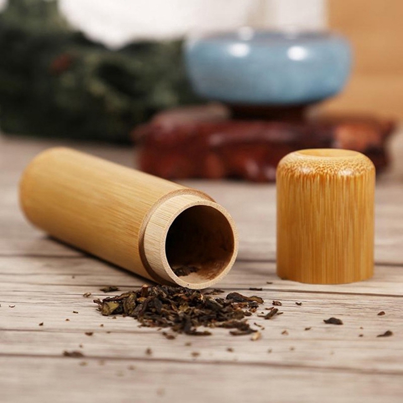 Bamboo Tube Tea Box Airtight Small Container Spices Storage Jar with ...