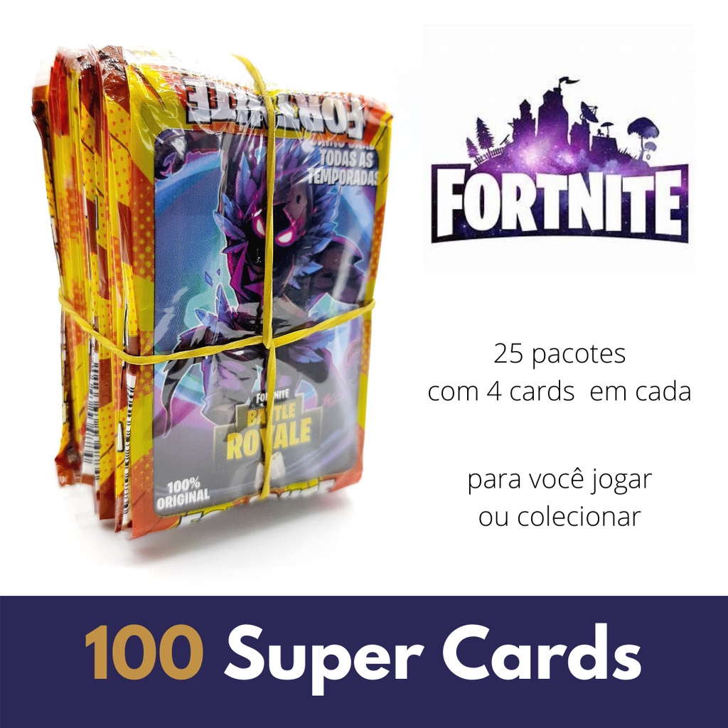 25 Pacotinhos FORTNITE | São 100 CARDS | Revenda | Shopee Brasil