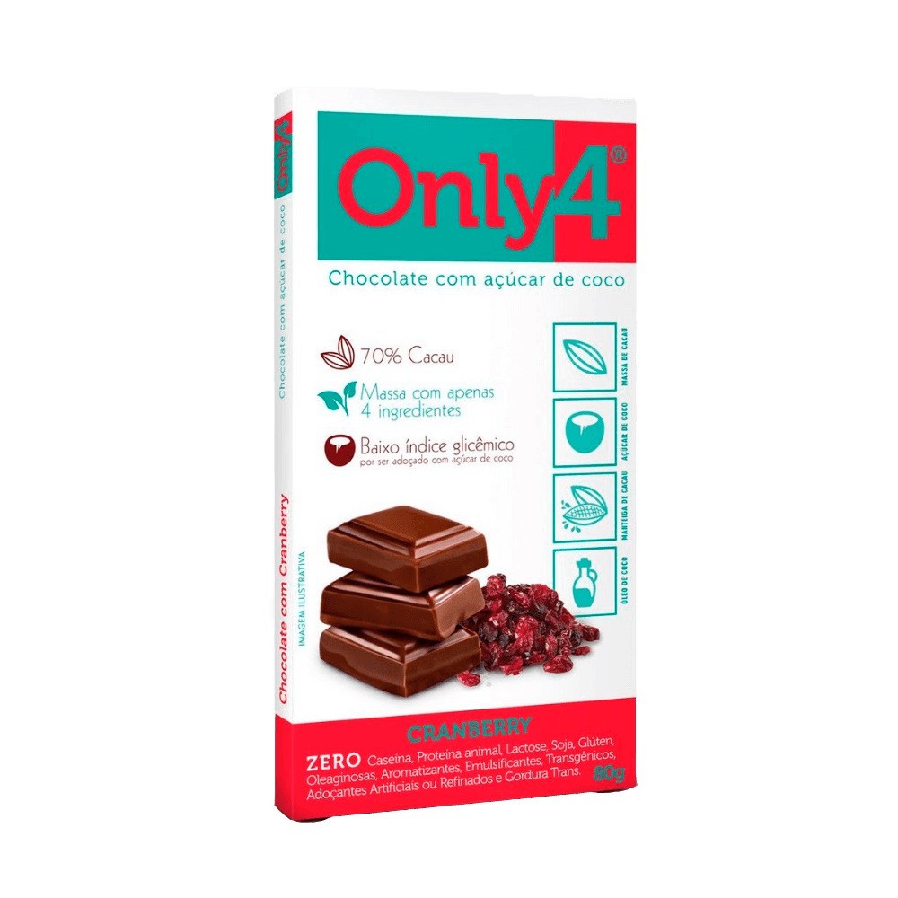 2 Unidades Chocolate Only4 Cranberry 80g Tudo Zero Leite | Shopee Brasil
