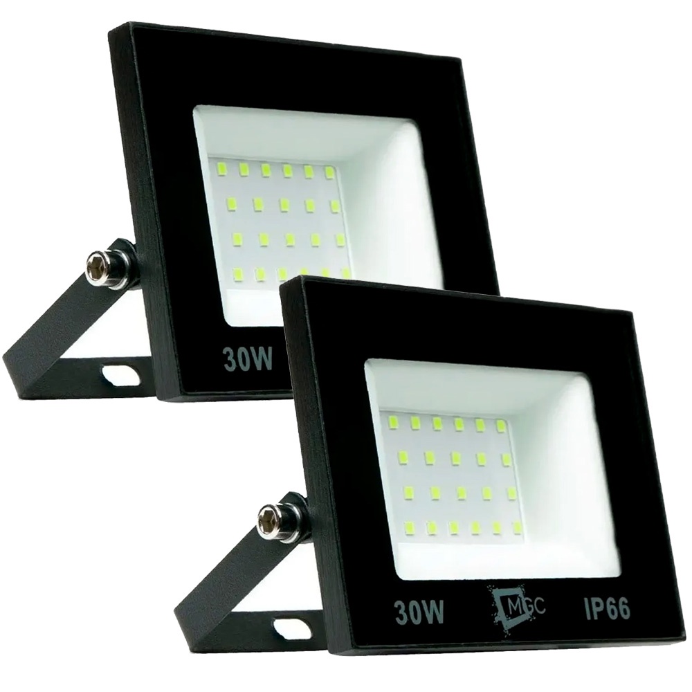 Kit 2 Refletor Led Holofote 30w Slim Branco Frio Bivolt 6500K Resistente a Água Ip66 | Shopee Brasil