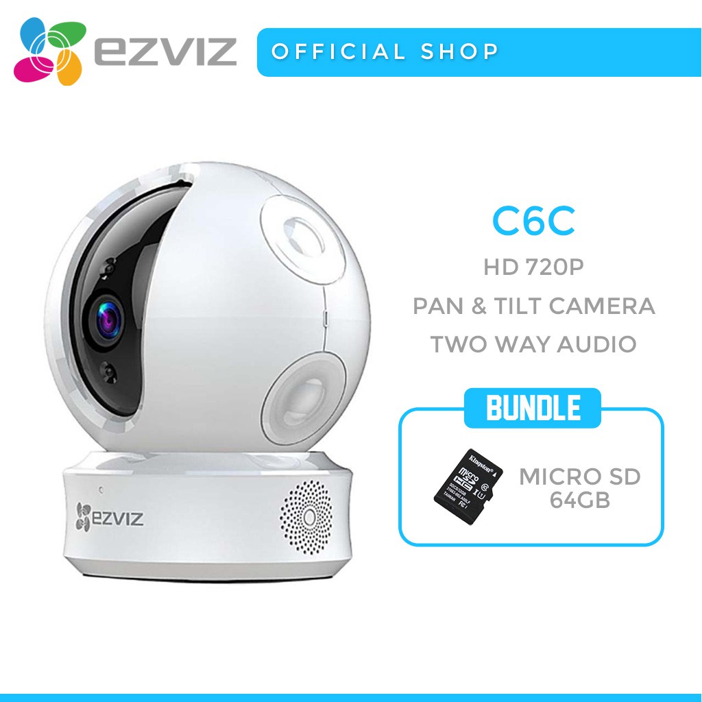 EZVIZ C6C 720P Micro Pacote 64GB-ez360 Panela E Câmera Wifi Tilt | Shopee Brasil