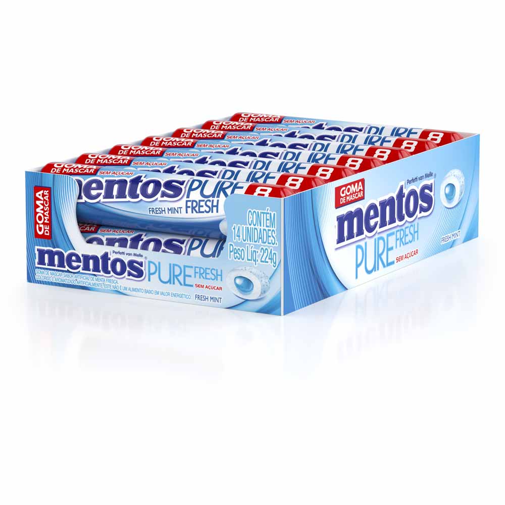Goma de Mascar Mentos Pure Fresh Mint c/14 - Perfetti | Shopee Brasil