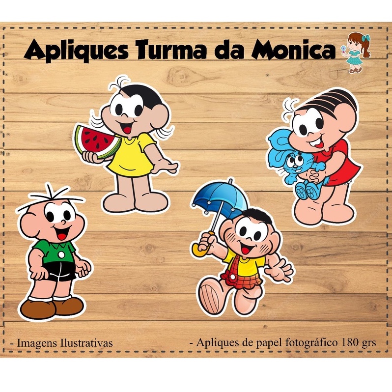 Aplique Monica e sua turma Kit 60 unidades | Shopee Brasil