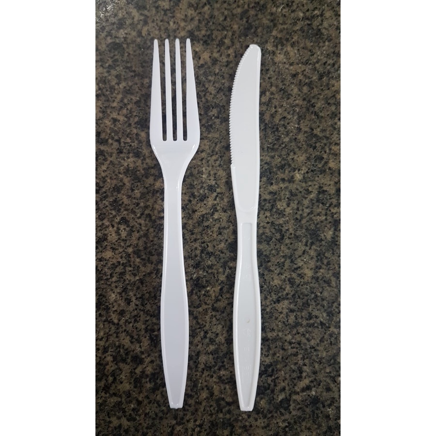 Kit garfo e faca descartável para refeição BRANCO, CRISTAL OU PRETO ...