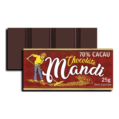 Barra De Chocolate Mandi 70% Cacau - Sem Leite, Lactose e Glúten ...