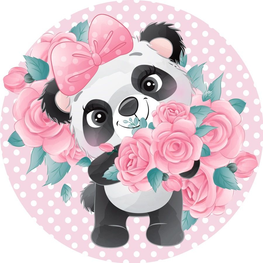 Painel Redondo Tecido Sublimado 3D Panda Rosa FRD-5218 | Shopee Brasil