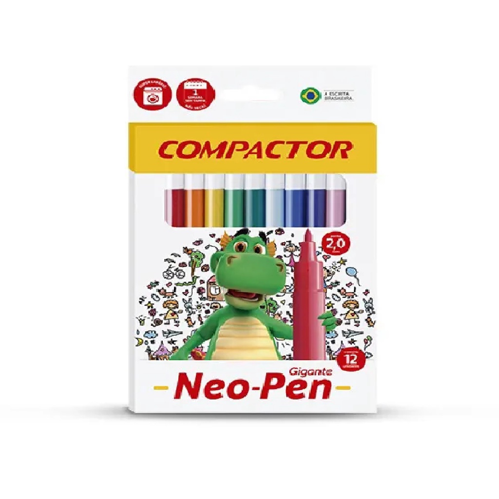 Caneta Hidrográfica Neo-Pen Gigante 12 Cores - Compactor | Shopee Brasil